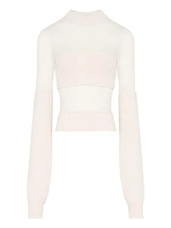 Jean Paul Gaultier Mesh Cut Out Detail Top - Cream