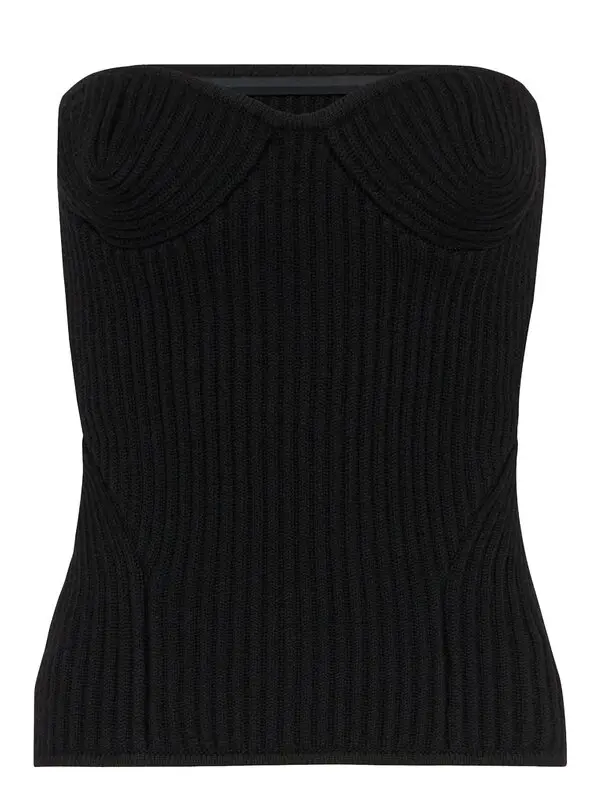 Jean Paul Gaultier Ribbed Knit Wool Corset - Black