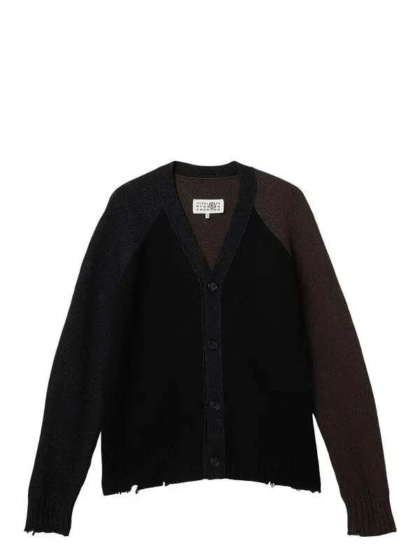 MAISON MARGIELA V-neck Color Block Cardigan - Black