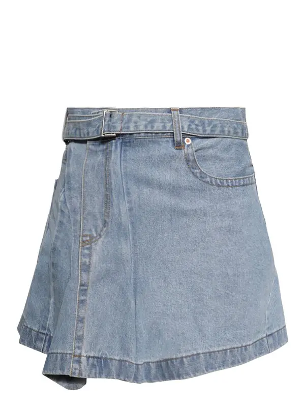 Sacai Denim Belted Skirt - Blue