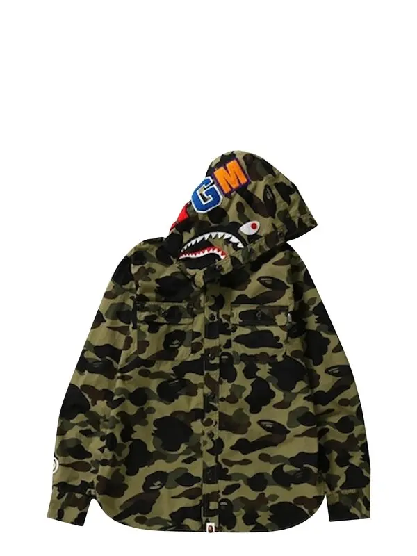A BATHING APE 1st Camo Shark Hoodie - Green