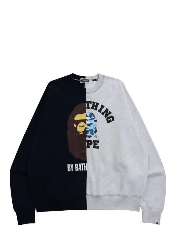 A BATHING APE College & Bathing Loose Fit Crewneck - Blue