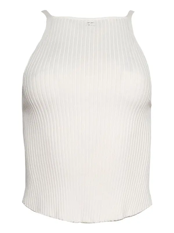 COURREGES Circle Rib Knit Top - White