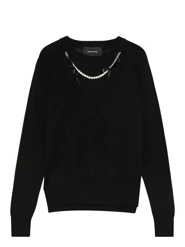 Simone Rocha Embellished Flower Sweater - Black