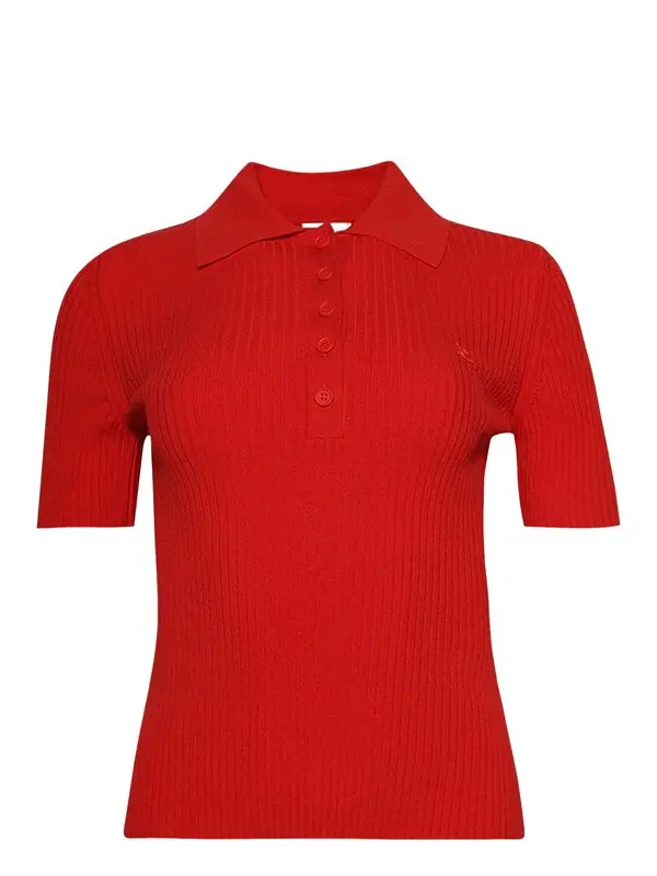 COURREGES Signature Rib Knit Polo - Red