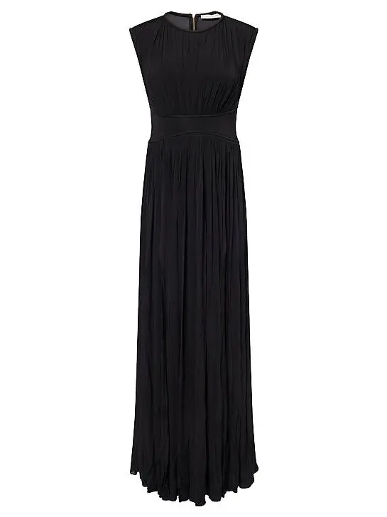 Zimmermann Pleated Round-neck Column Dress - Black