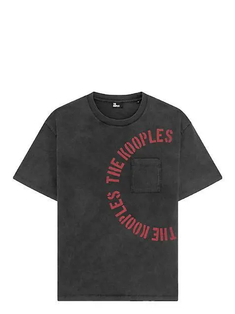 The Kooples Brand-print Oversized-fit Cotton-jersey T-shirt - Black Washed