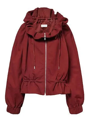 Dries Van Noten Ruffled Raglan-sleeves Cotton-jersey Jacket - Ruby
