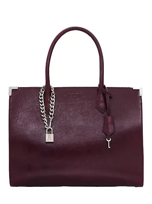 The Kooples Large Leather Tote Bag - Bordeaux