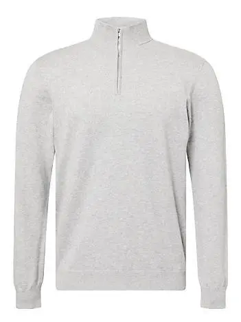 ARNE Half-zip Funnel Neck Knitted Jumper - Marl Grey