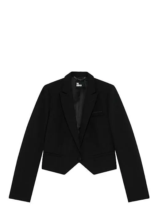 The Kooples Slim-fit Wool Blazer With Asymmetric Hem - Black