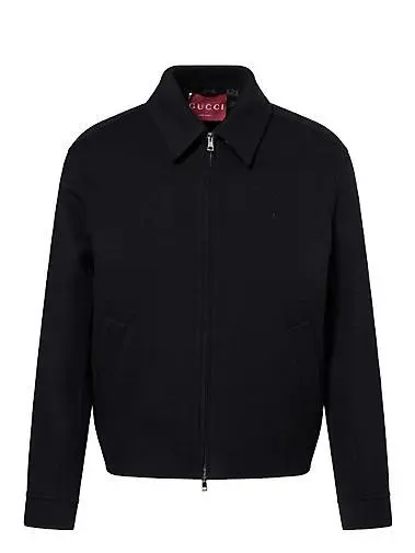 Gucci Blouson Pointed-collar Silk-wool Blend Jacket - Black/grey/mc