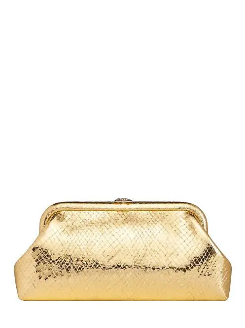 JIMMY CHOO Skylar Leather Clutch - Gold/light Gold