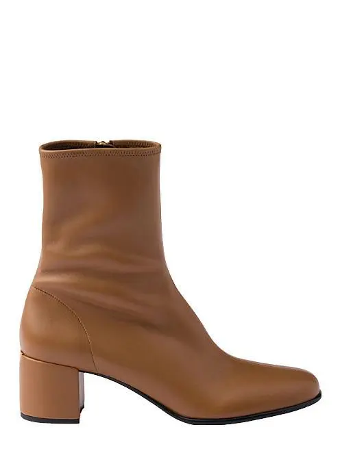 Prada Stretch Nappa Leather Ankle Boots - Brown