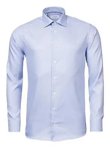 Eton Cutaway Collar Single-cuff Slim-fit Cotton Shirt - Light Blue