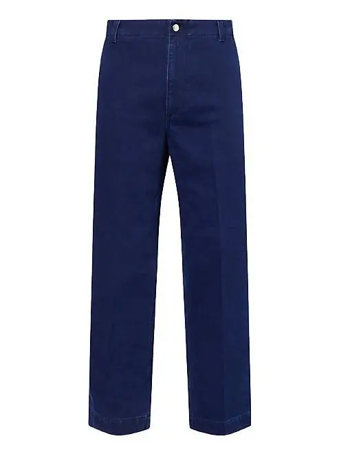 Gucci Embossed-logo Straight-leg Denim Chino Trousers - Blue/mix
