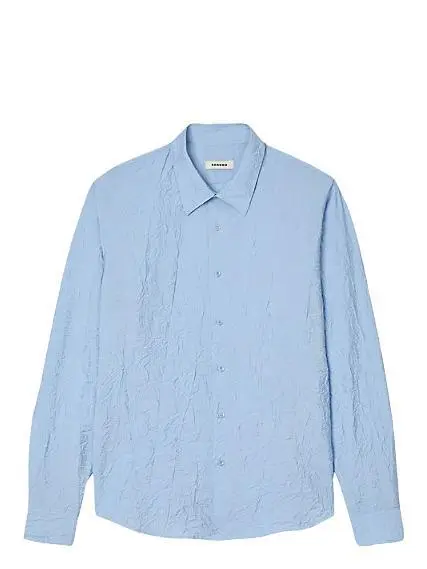 Sandro Crinkled-texture Regular-fit Woven Shirt - Sky Blue