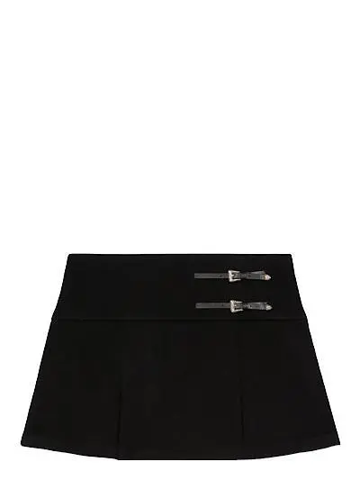 The Kooples Buckle-embellished Wrap-front Mini Skirt - Black