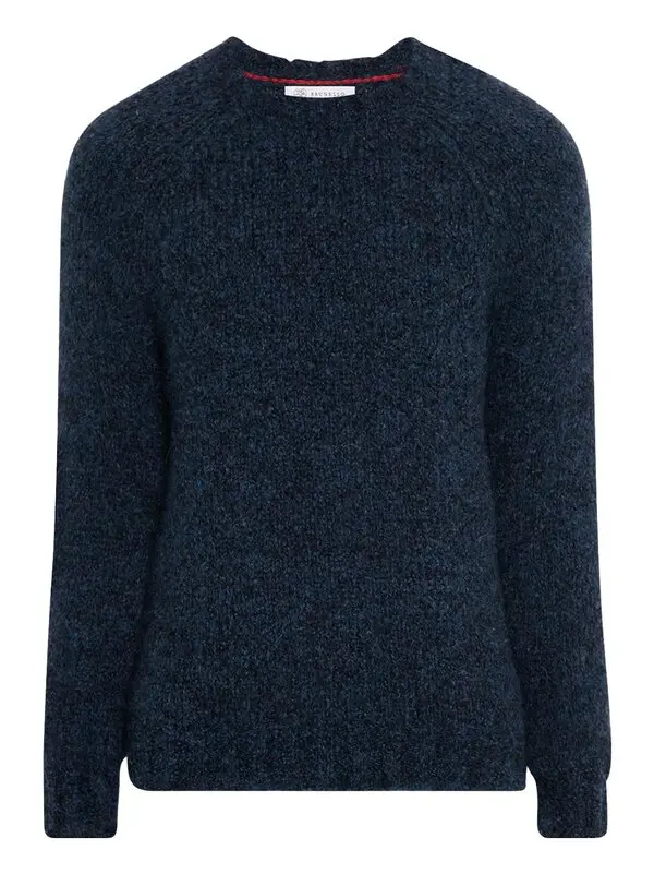 Brunello Cucinelli Lofty Wool-blend Crewneck Sweater - Navy