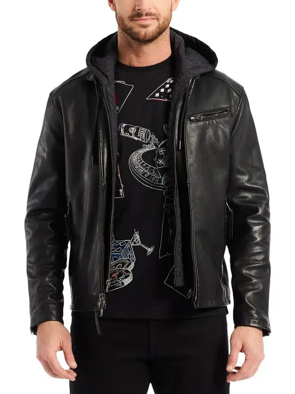 Robert Graham Cedro Leather Moto Jacket - Black