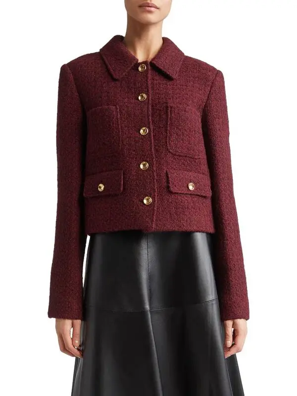 Altuzarra Astley Tweed Crop Jacket - Grenache