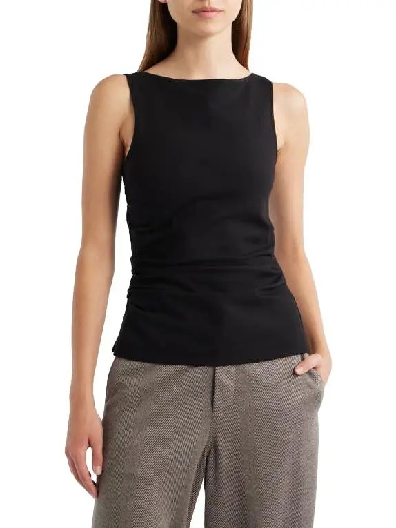 Rag & Bone Irina Shirred Ponte Tank - Black
