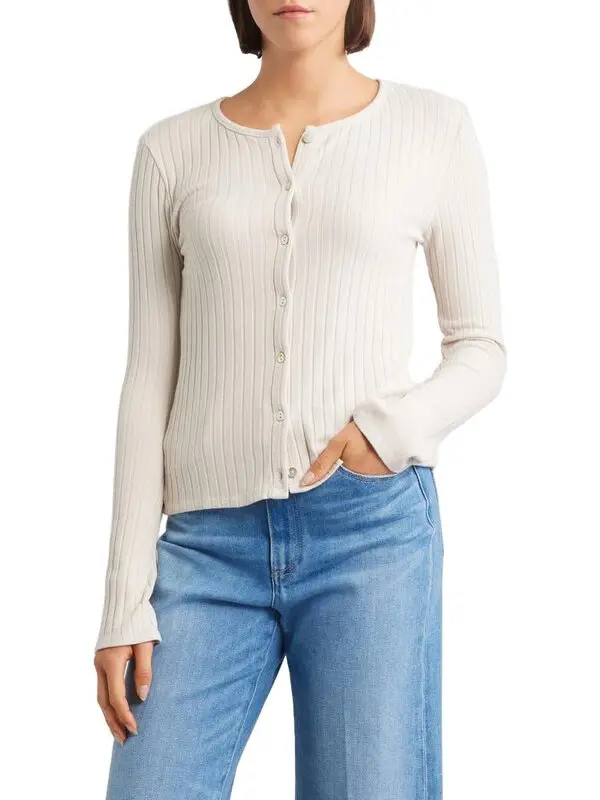 Bella Dahl Ribbed Knit Cardigan - Moon Stone