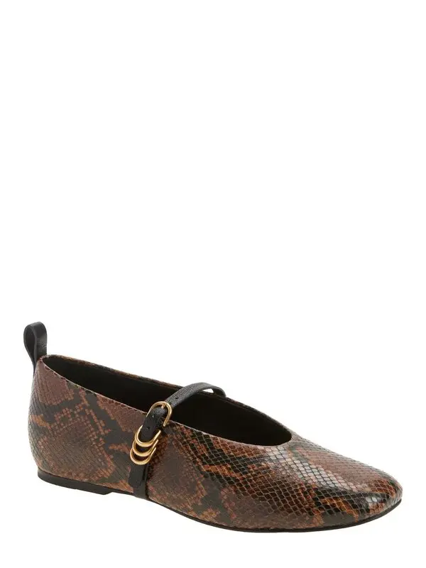 Rag & Bone Spire Mary Jane Flat - Brown Snake Embossed