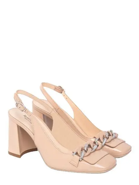 NEROGIARDINI Chain Slingback Pumps - Natural