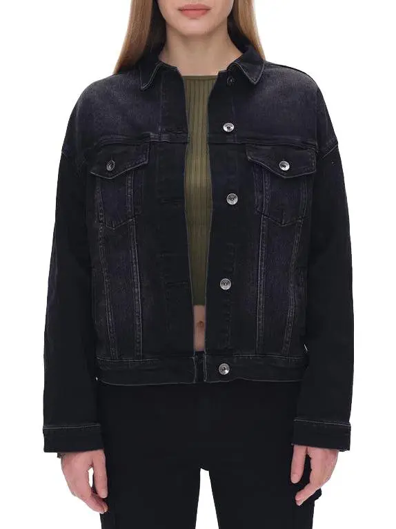 BAYEAS Oversized Denim Trucker Jacket - Black
