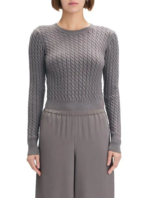 FAVORITE DAUGHTER Cable Stitch Cropped Sweater - Grey Shadow