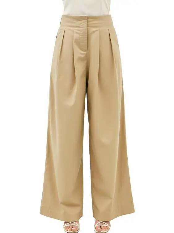 MODENAIRE Pleated Wide-leg Trousers - Beige
