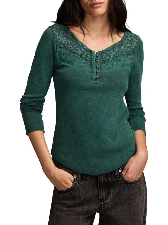Lucky Brand Lace Yoke Henley - June Bug