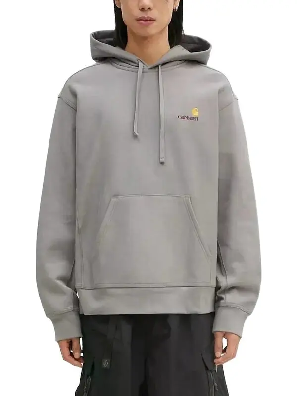 Carhartt Work In Progress American Script Embroidered-logo Hoodie - Grey
