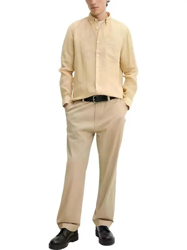 Hugo Long-sleeve Linen Shirt - Neutrals
