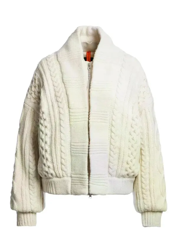 PARAJUMPERS Cable-knit Zip-front Cardigan - White