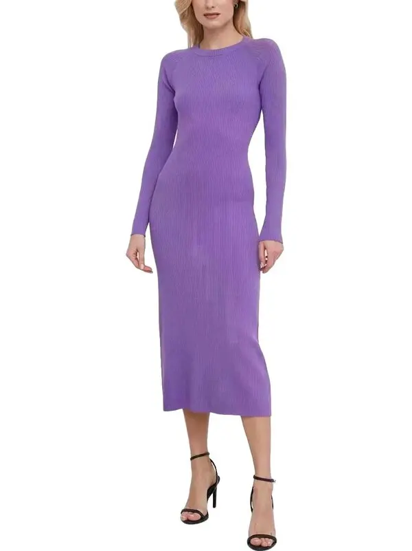 Sisley Ribbed Open-back Midi Dress - Purple