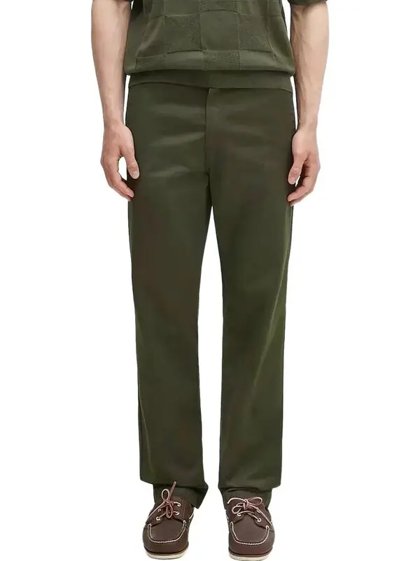 Carhartt Work In Progress Logo-patch Flat-front Trousers - Green