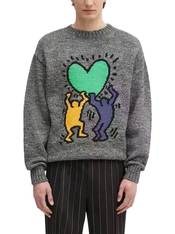 WACKO MARIA Heart-motif Wool Sweater - Grey