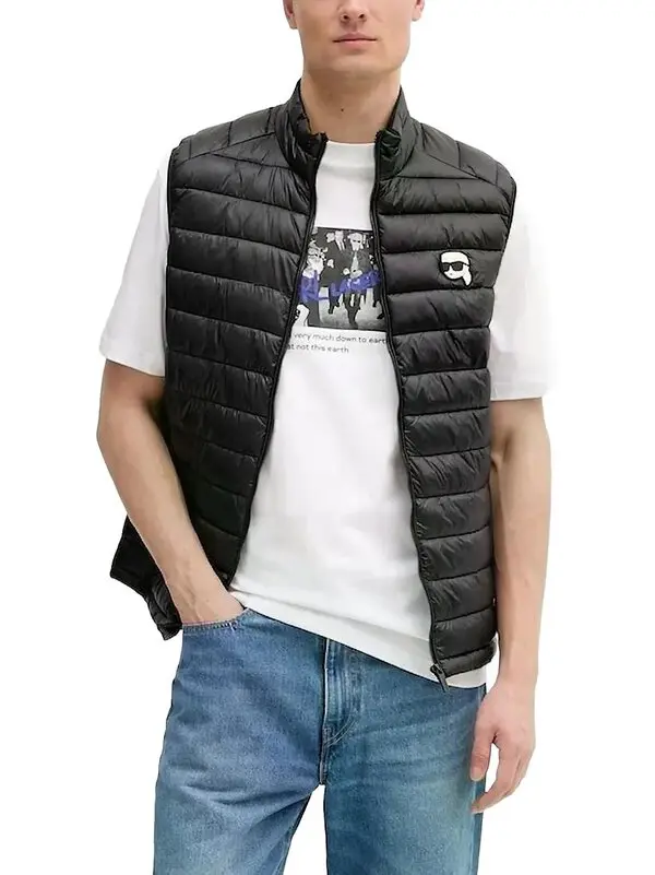 Karl Lagerfeld Quilted Logo-patch Gilet - Black