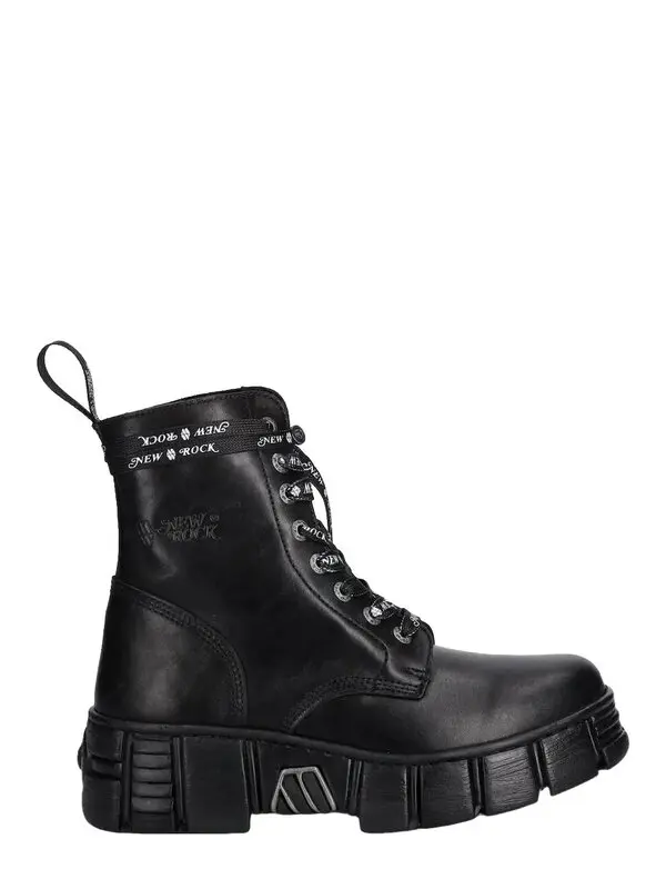 NEW ROCK Lace-up Chunky Sole Boots - Black