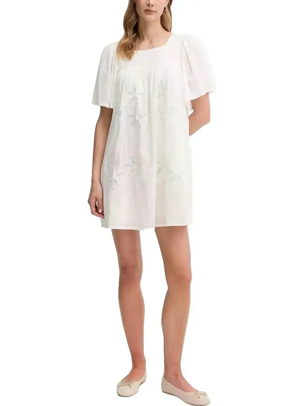 HOSS INTROPIA Lola Embroidered-smocked Mini Dress - White