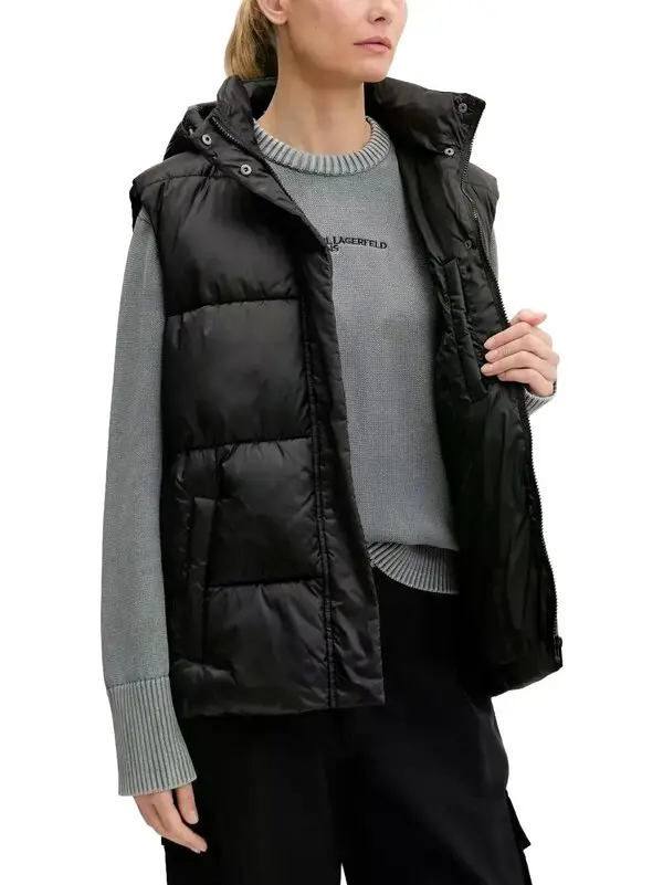 Karl Lagerfeld Hooded Puffer Vest - Black