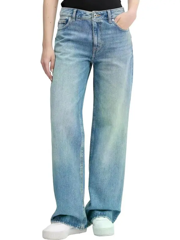 Hugo Wide-leg Jeans With Smiley-face Logo - Blue
