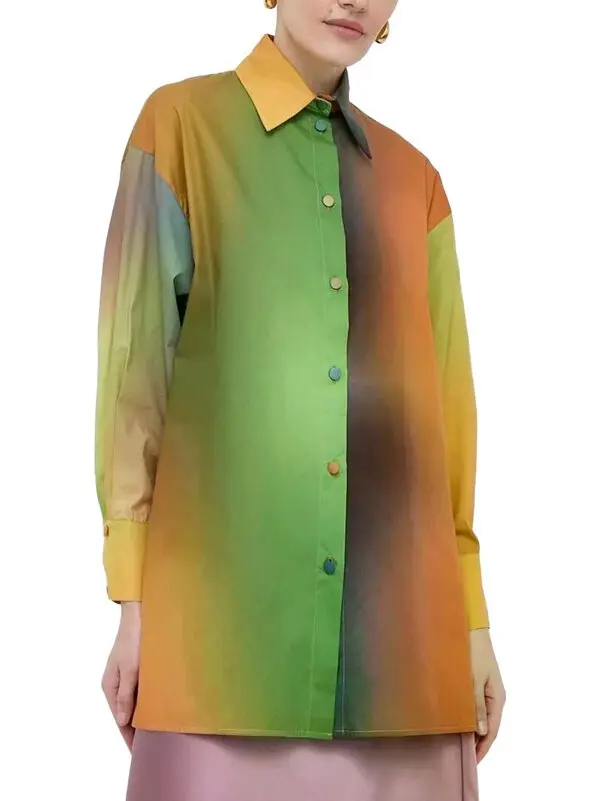 SILVIAN HEACH Ombre Cotton Shirt - Green