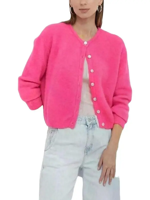 American Vintage Button-front Cropped Cardigan - Pink