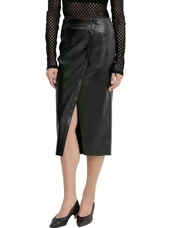 Patrizia Pepe Button-front Midi Skirt - Black