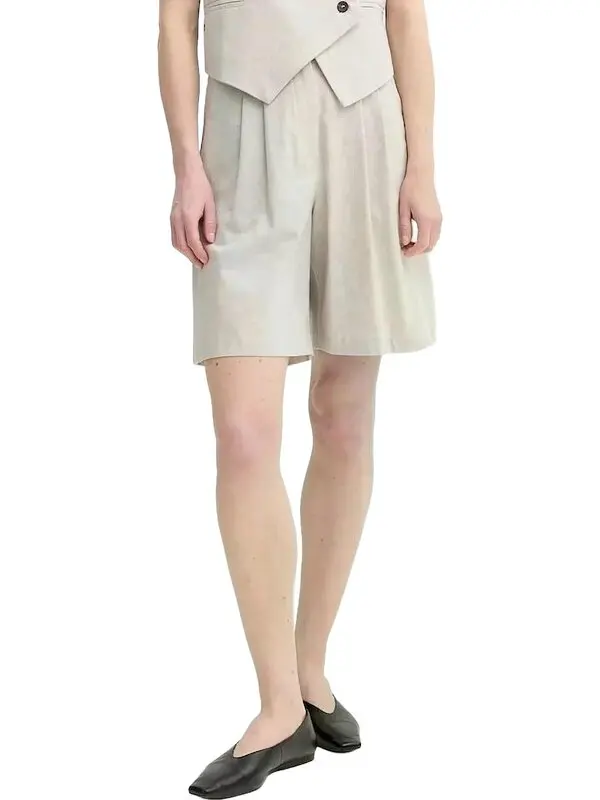ALOHAS Pleated High-waisted Shorts - Neutrals