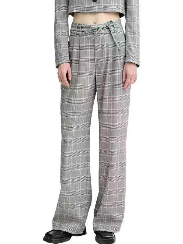 ALOHAS Prince Of Wales-check Belted Trousers - Grey