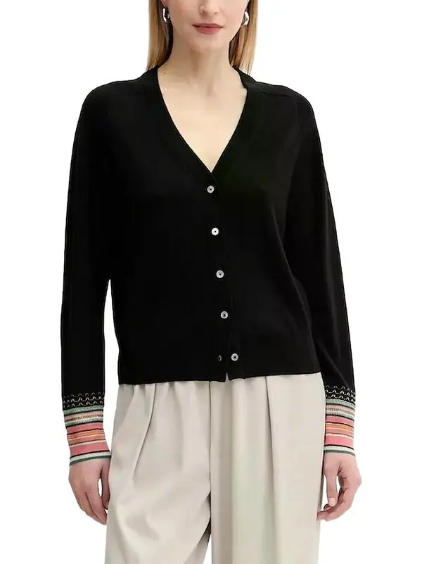 Paul Smith V-neck Cardigan With Contrasting Cuffs - Black